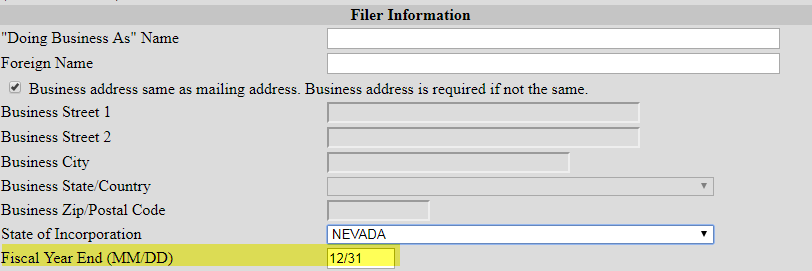 Update Fiscal Year End in EDGAR